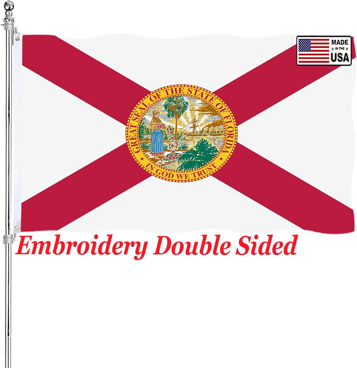 Amazon.com : Embroidery Florida State Flag 3X5 Double Sided Outdoor ...