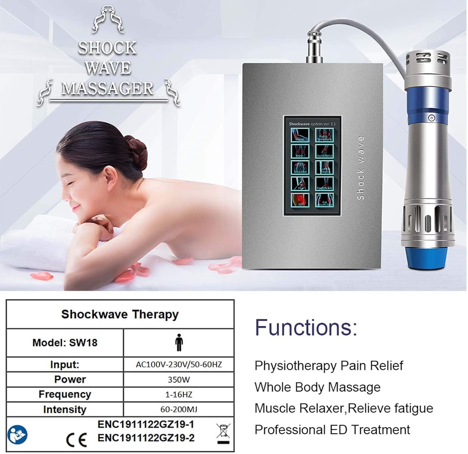 NSWD Body Relax Electromagnética Extracorpórea Shockwave Terapia ED ...