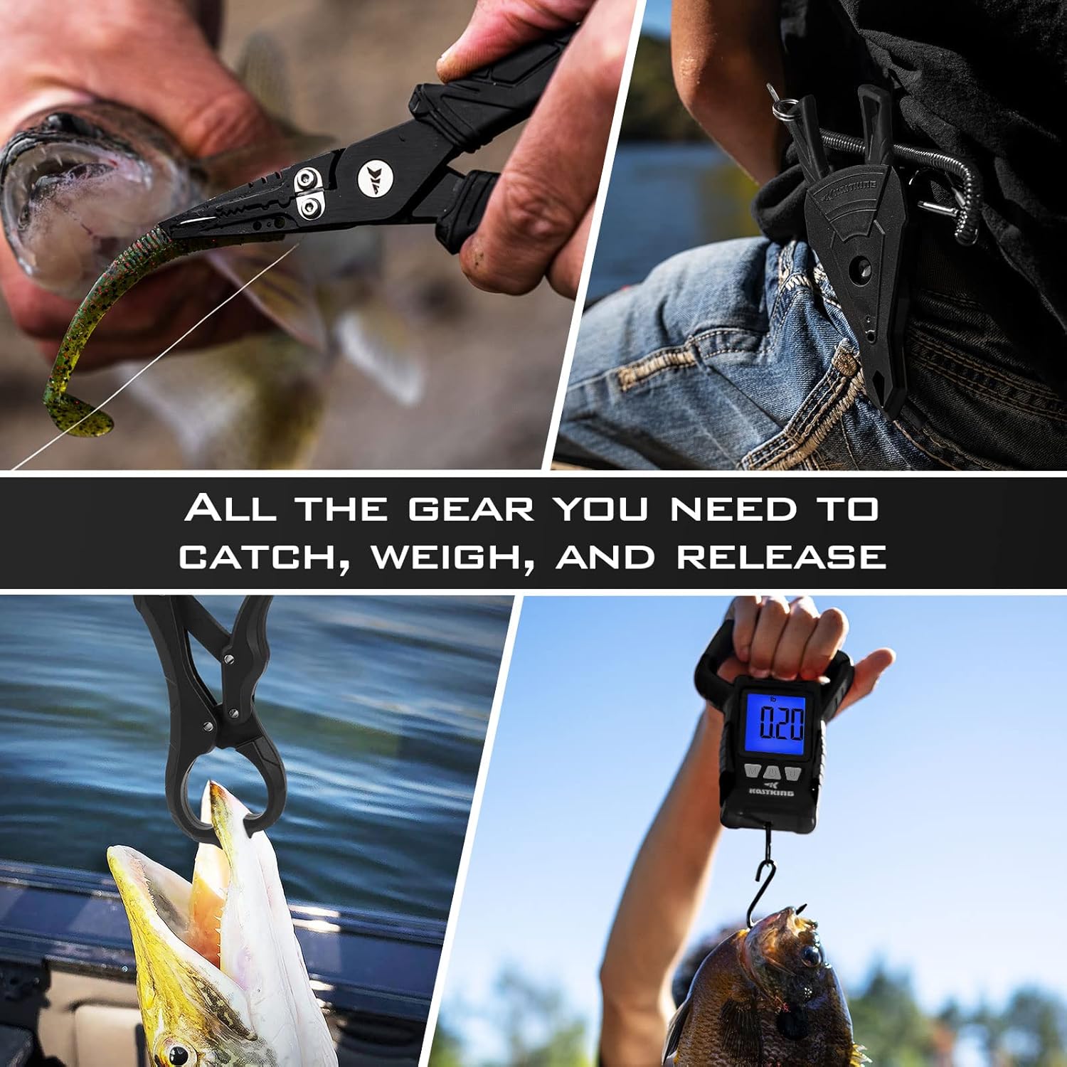 KastKing Fishing Pliers, Fish Lip Gripper or Fish Scale Combo Saltwater ...