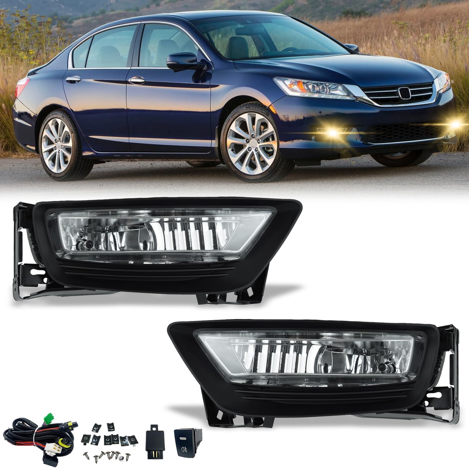 Amazon.com: Fog Lights Compatible with Honda Accord 2013 2014 2015 4 ...