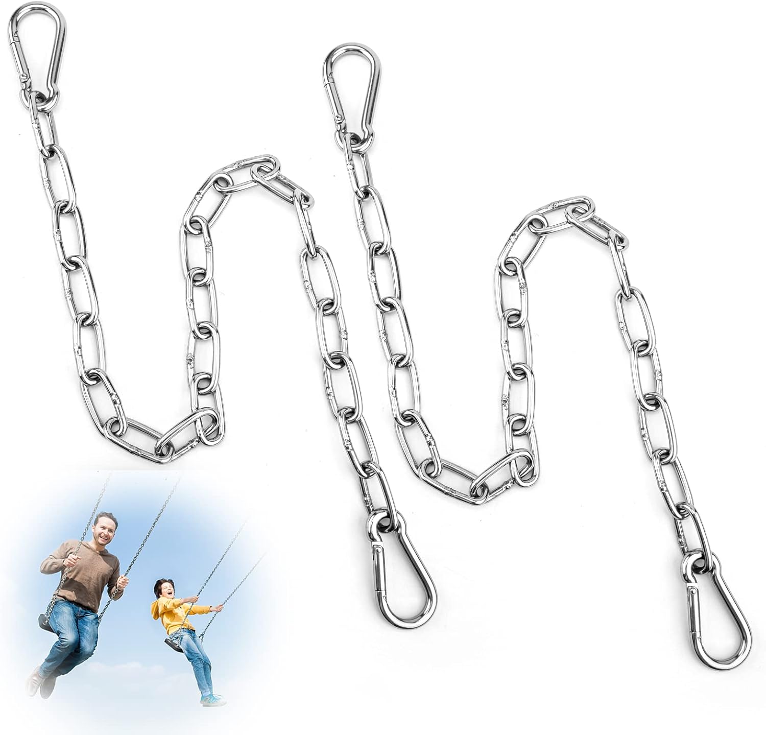 Amazon.com: FANKUTOYS Hanging Chair Chain Set of 2 Stainless Steel ...