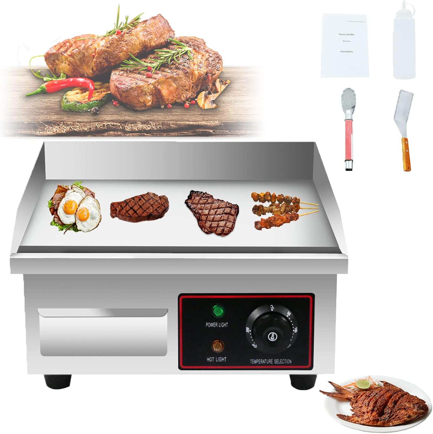 Amazon.com: Fonhunt 15 "Commercial Griddle；Electric Countertop Griddle ...