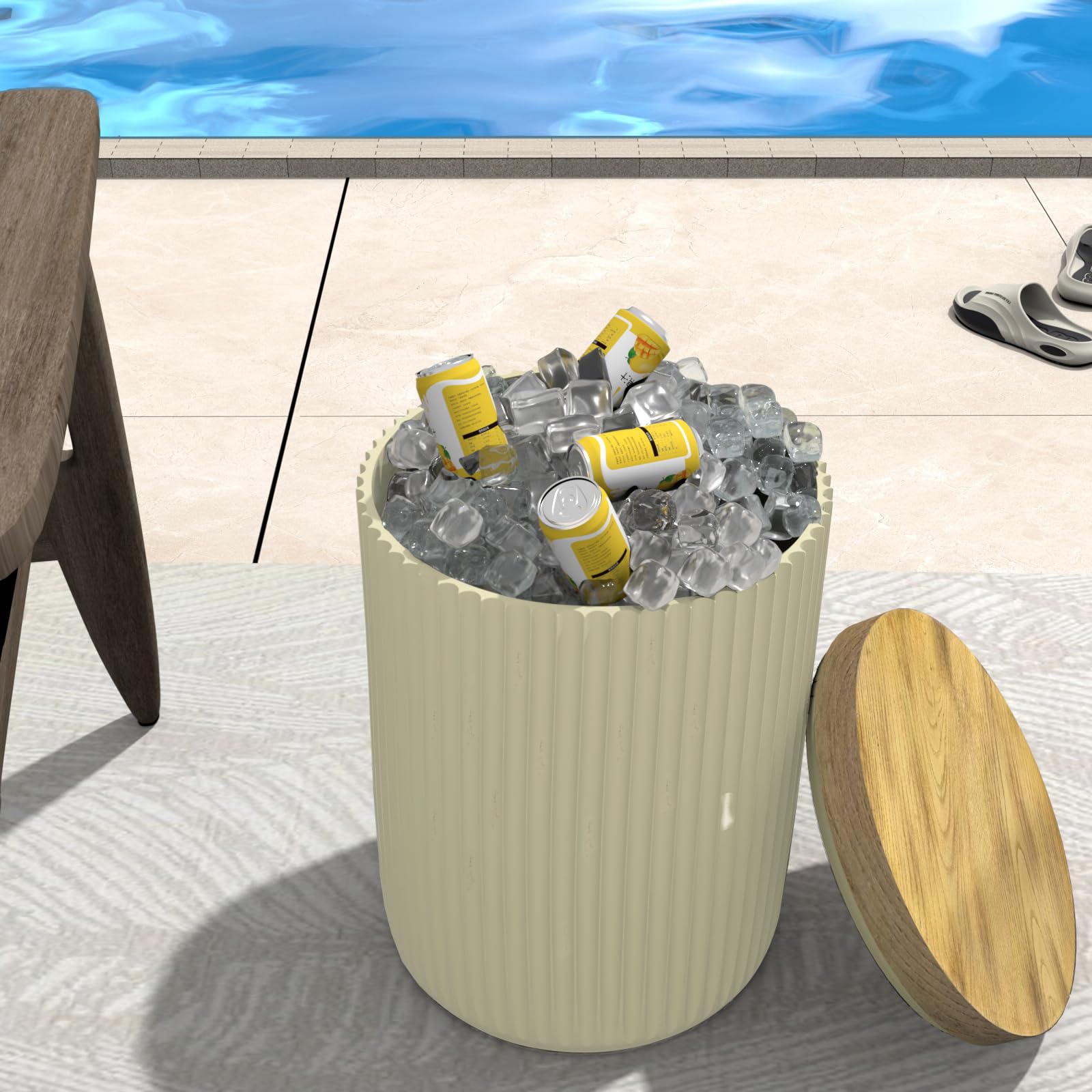 Amazon.com: Chilihom Outdoor Side Table with Storage,Cooler Side Table ...