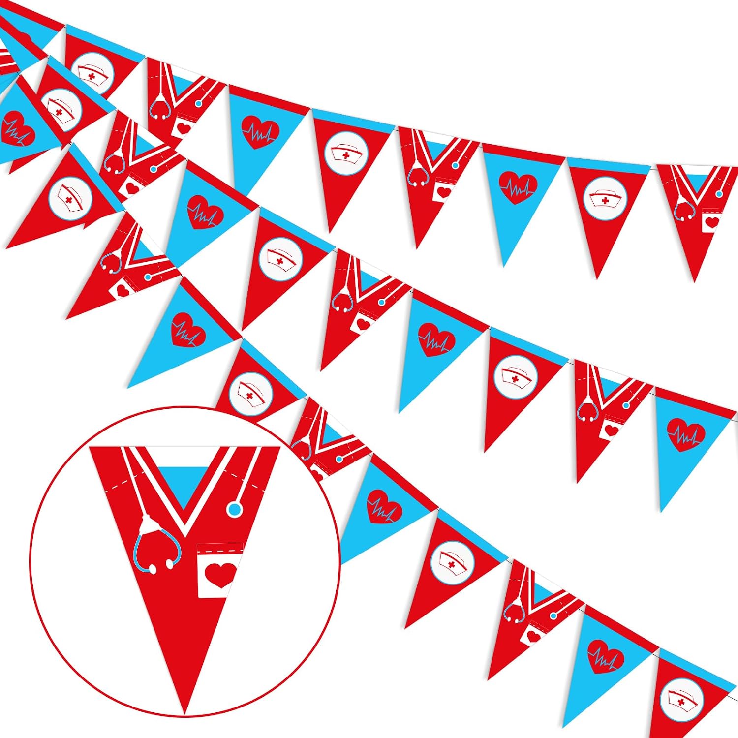 Nurse Party Banner - 3PCS Nursing Party Triangle Bunting Banners ...