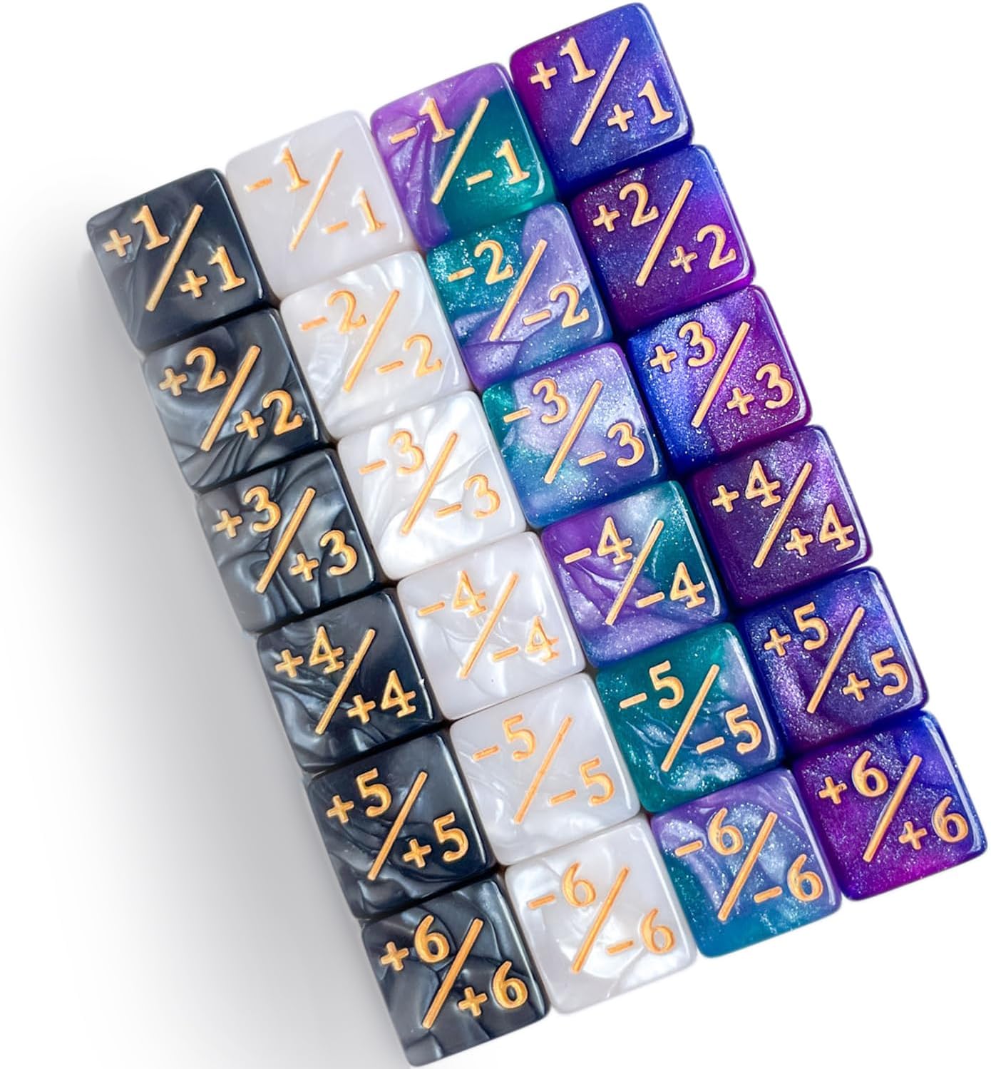 Amazon.com: 24Pieces Token Counter Dice| Galaxy Mix White Black D6 Dice ...