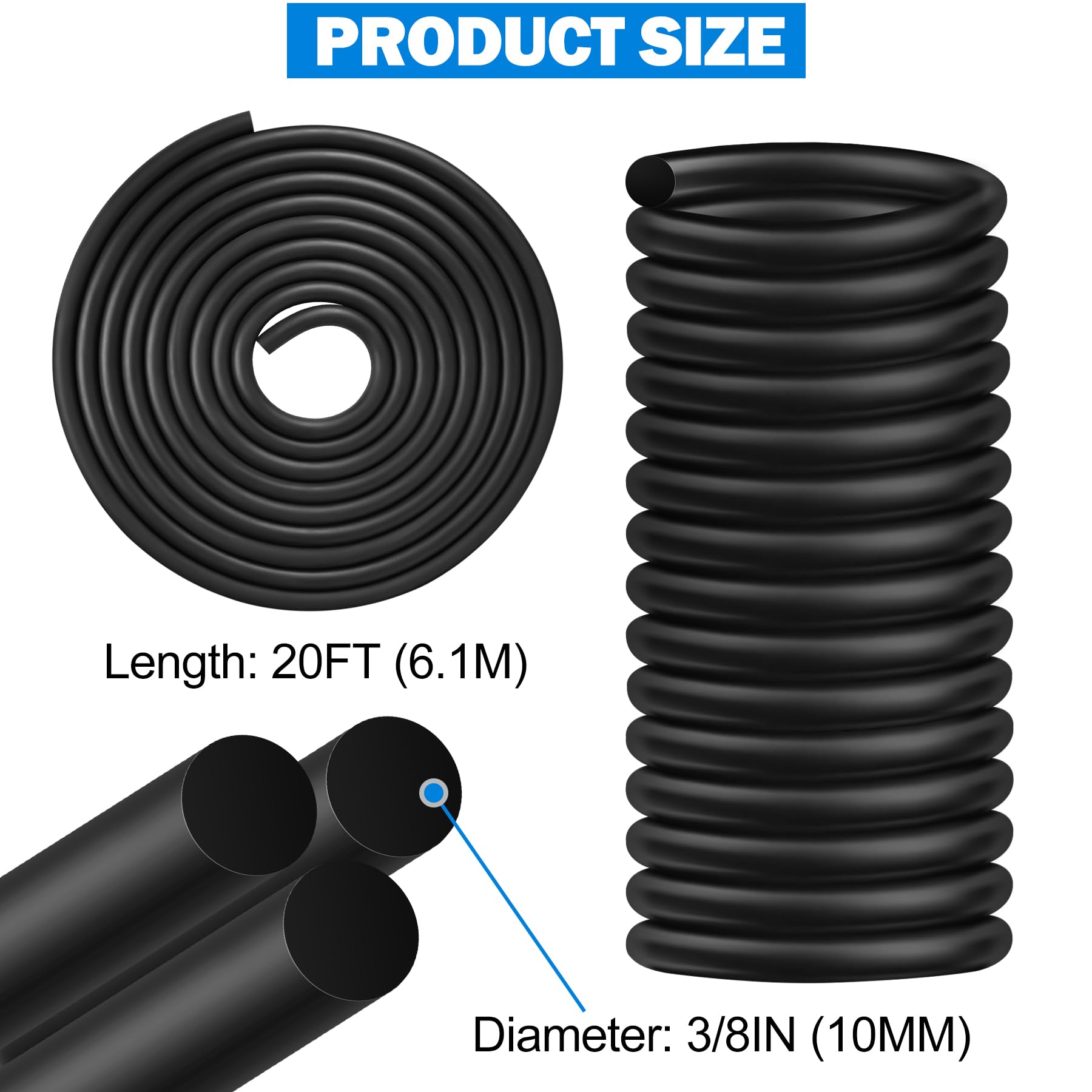 Snapklik.com : MYFAMIREA 20FT Backer Rod 3/8 Inch EPDM Rubber Caulk ...