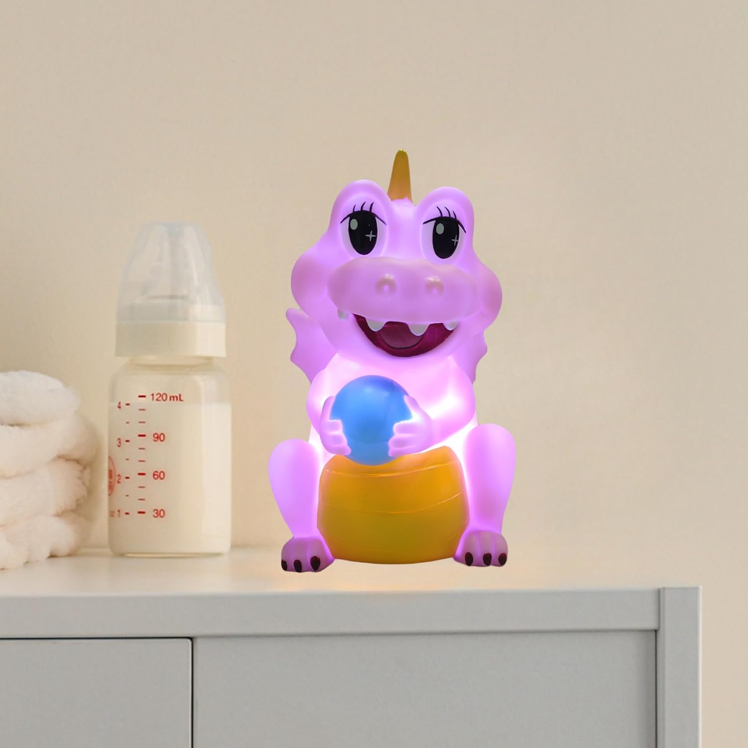 Luz nocturna de dragón bebé, luz nocturna recargable con 7 colores ...