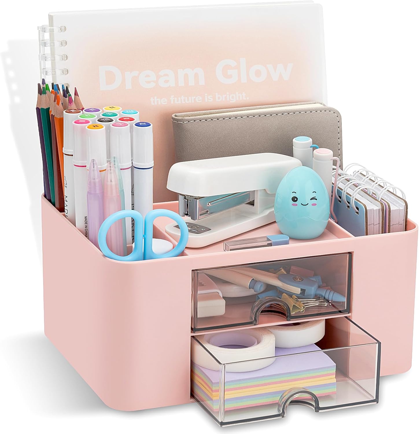 RISEMART Desk Organiser with 2 Drawers, Desk Tidy Organiser with Pen ...