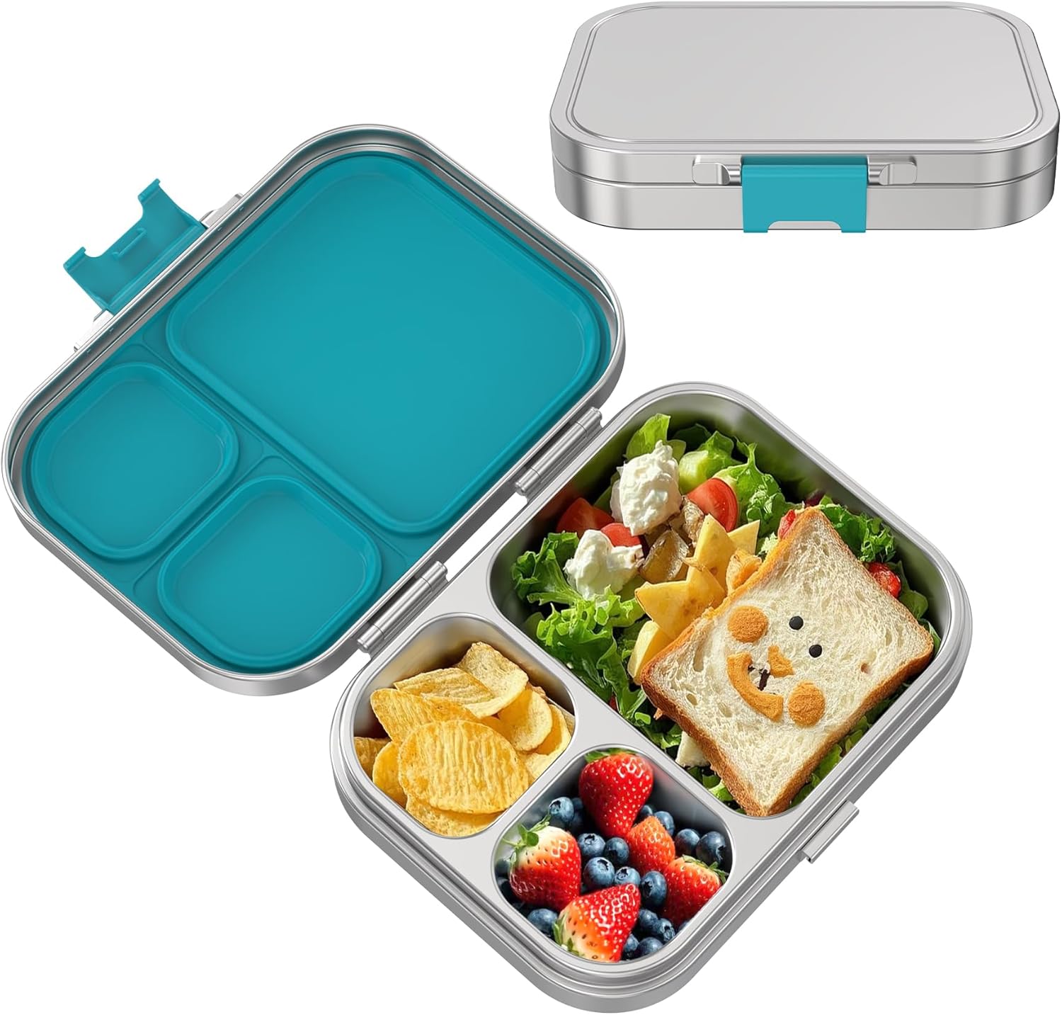 Amazon.com: LOHASOK Stainless Steel Bento Lunch Box, 3-Compartment Food ...