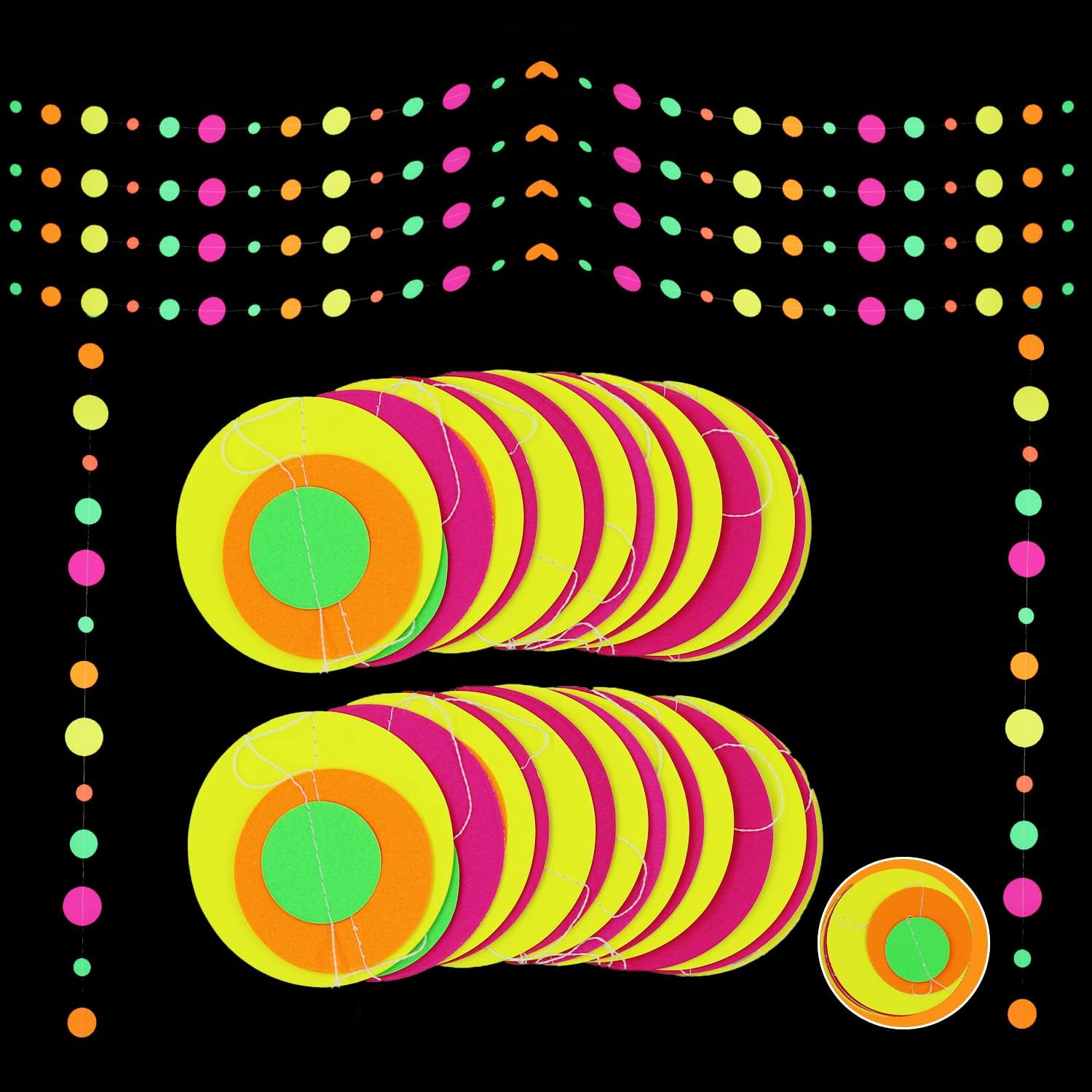 Amazon.com: 60ft/4pcs Neon Paper Garland Circle Dots/Bridal Baby Shower ...