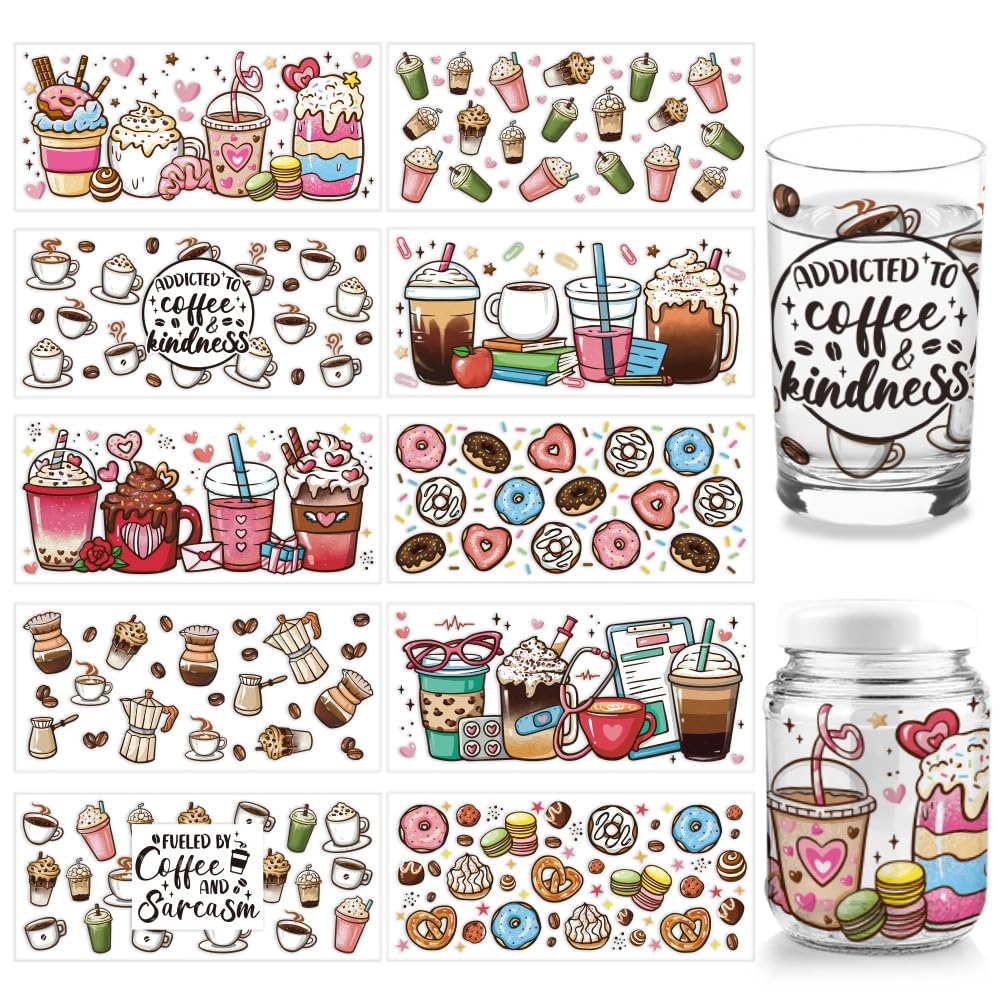 Amazon.com: arricraft 10 Pcs 10 Styles Cup Wrap, Assorted Food Pattern ...
