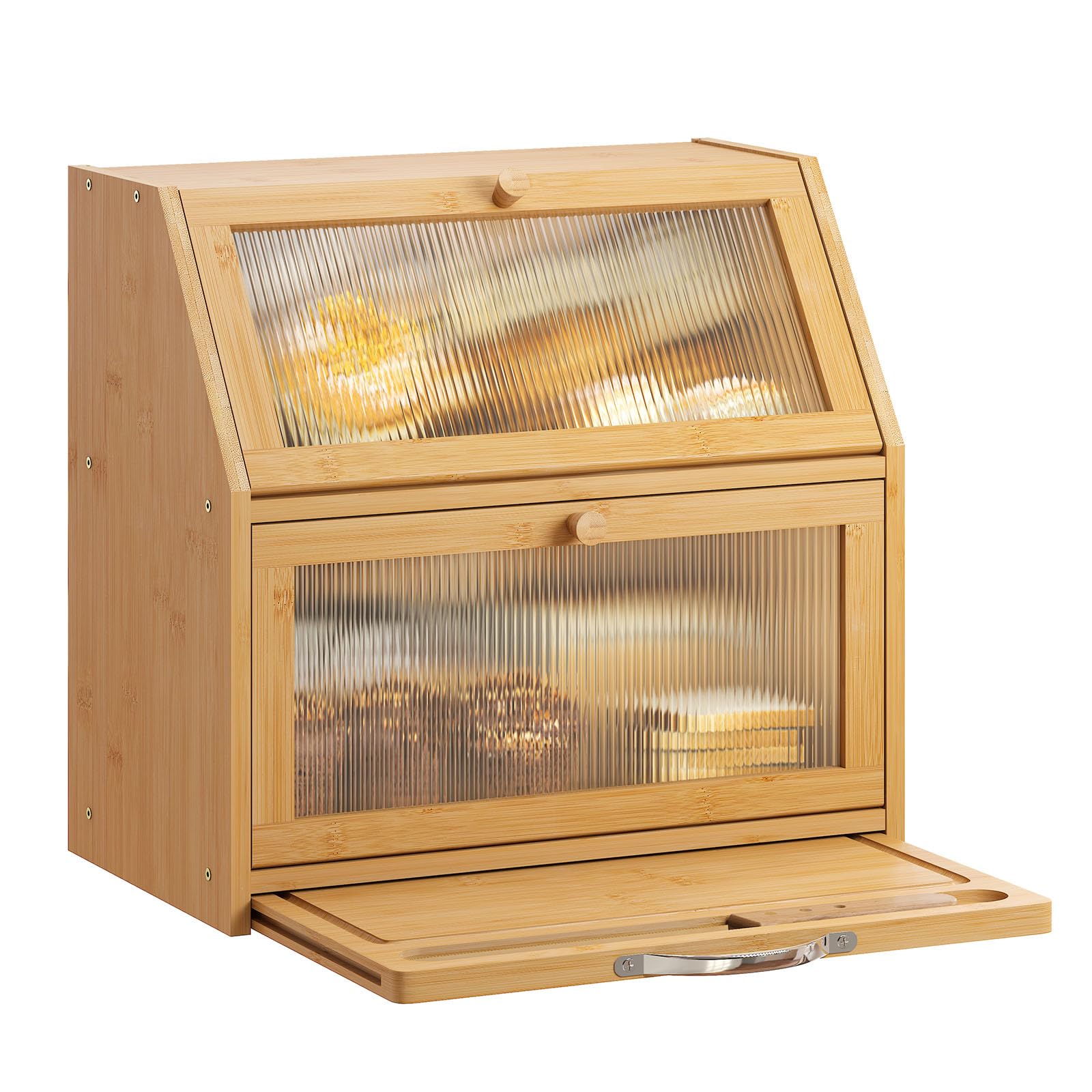 Snapklik.com : GHWIE Double Layer Large Bamboo Bread Box For Kitchen ...
