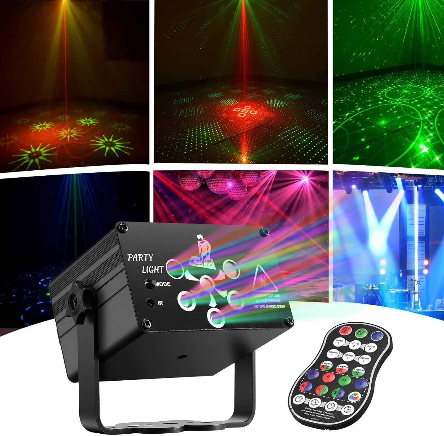 Errum Dj Lights Party Lights, Sound Activated Disco Light with 120 ...