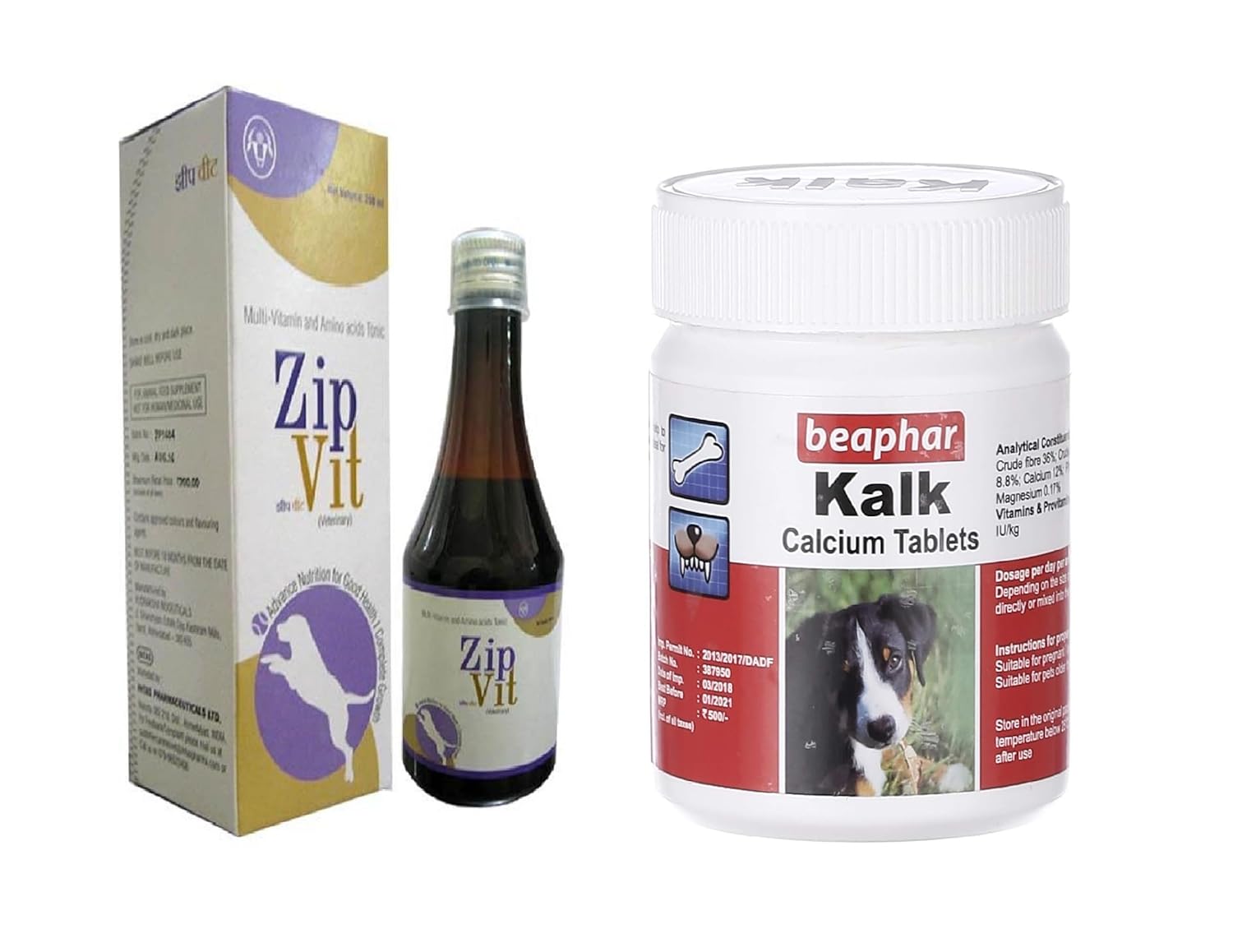 Buy SAVSUBH Kalk tab Dog Supplement, 160 Tablets with ZipVit Multi ...