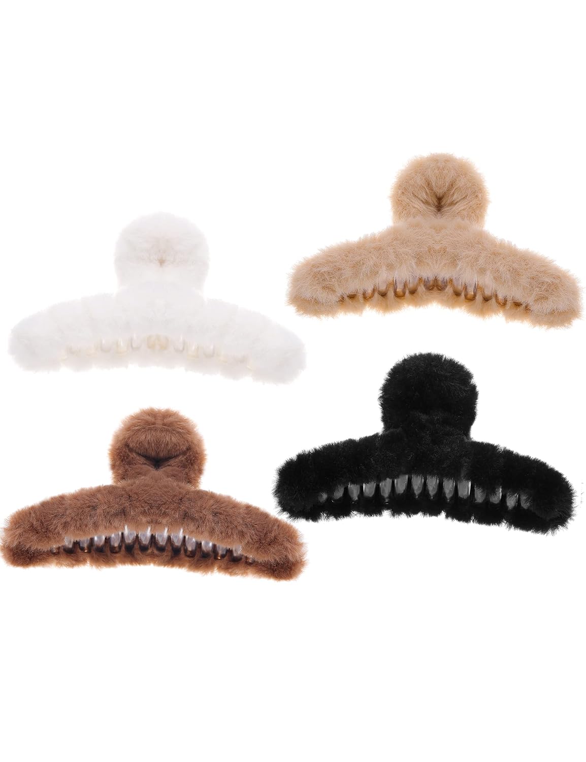 Amazon.com : Tinblin 4pcs Faux Fur Hair Clips for Winter, 4.9 Inches ...