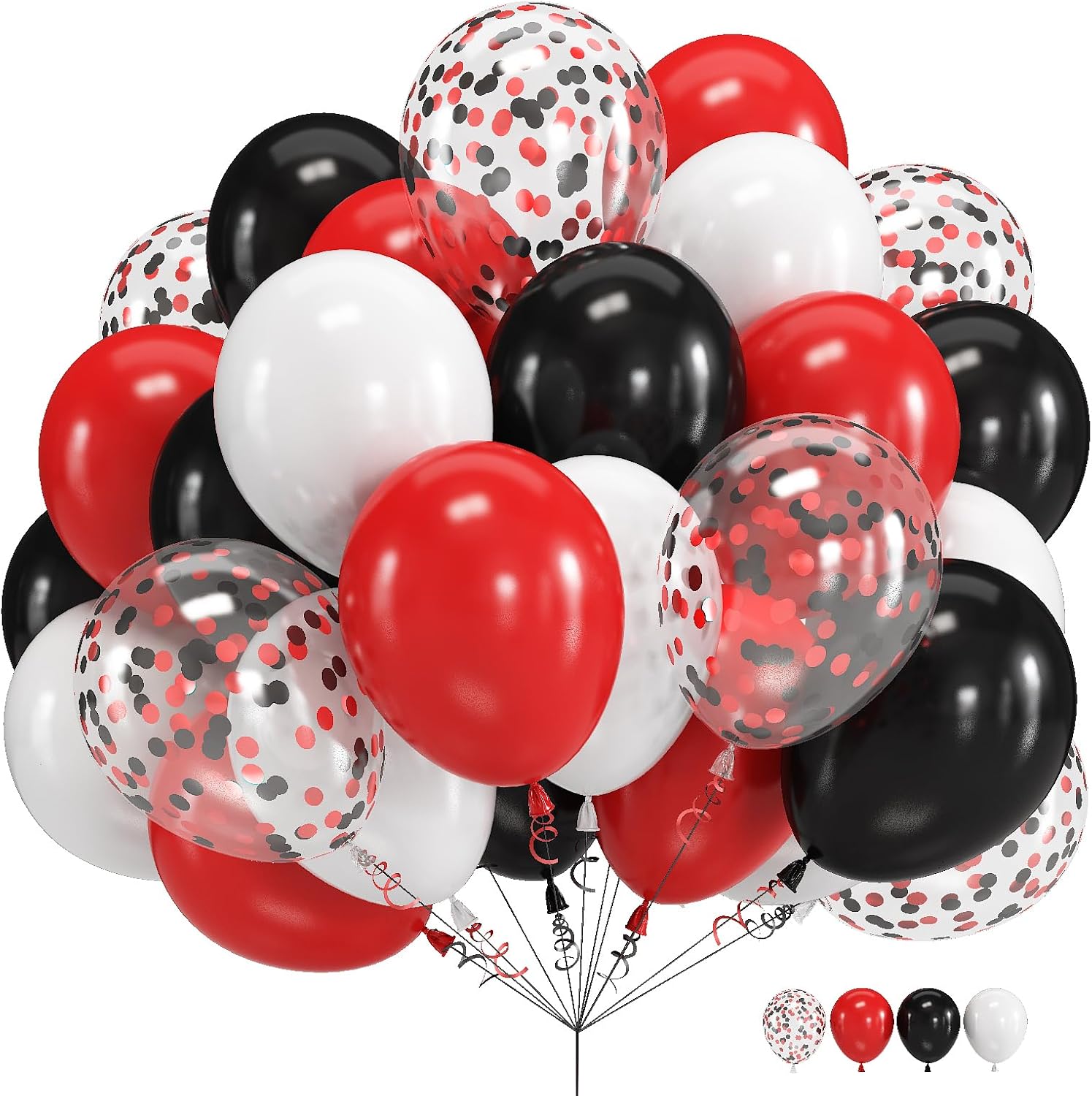 Black Red Confetti Balloons, 60 Packs 12 Inch Black Red Party Balloons ...