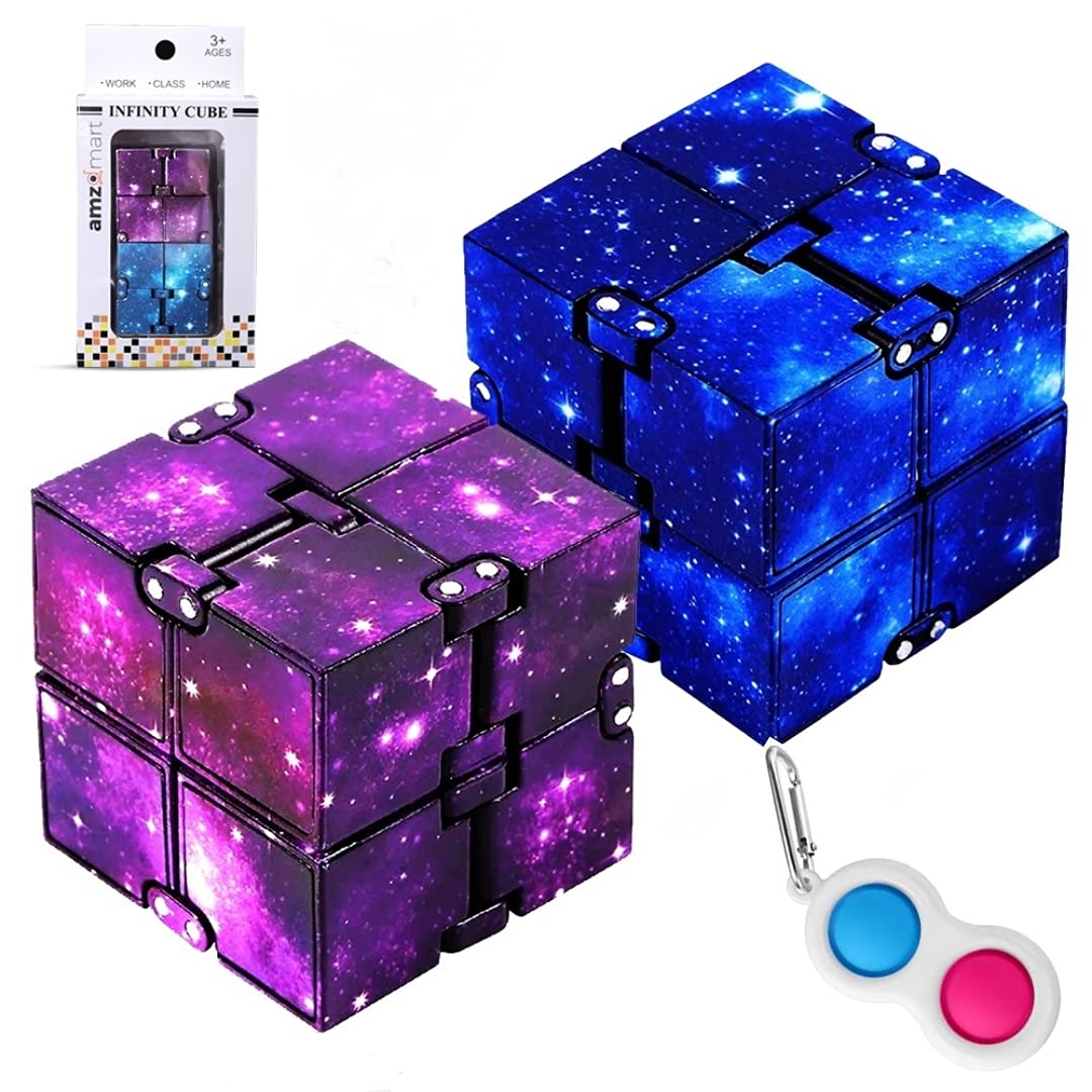 Buy 2 Pieces Infinity Cube & 1 Piece Simple Dimple Fidget Popper – Anti ...