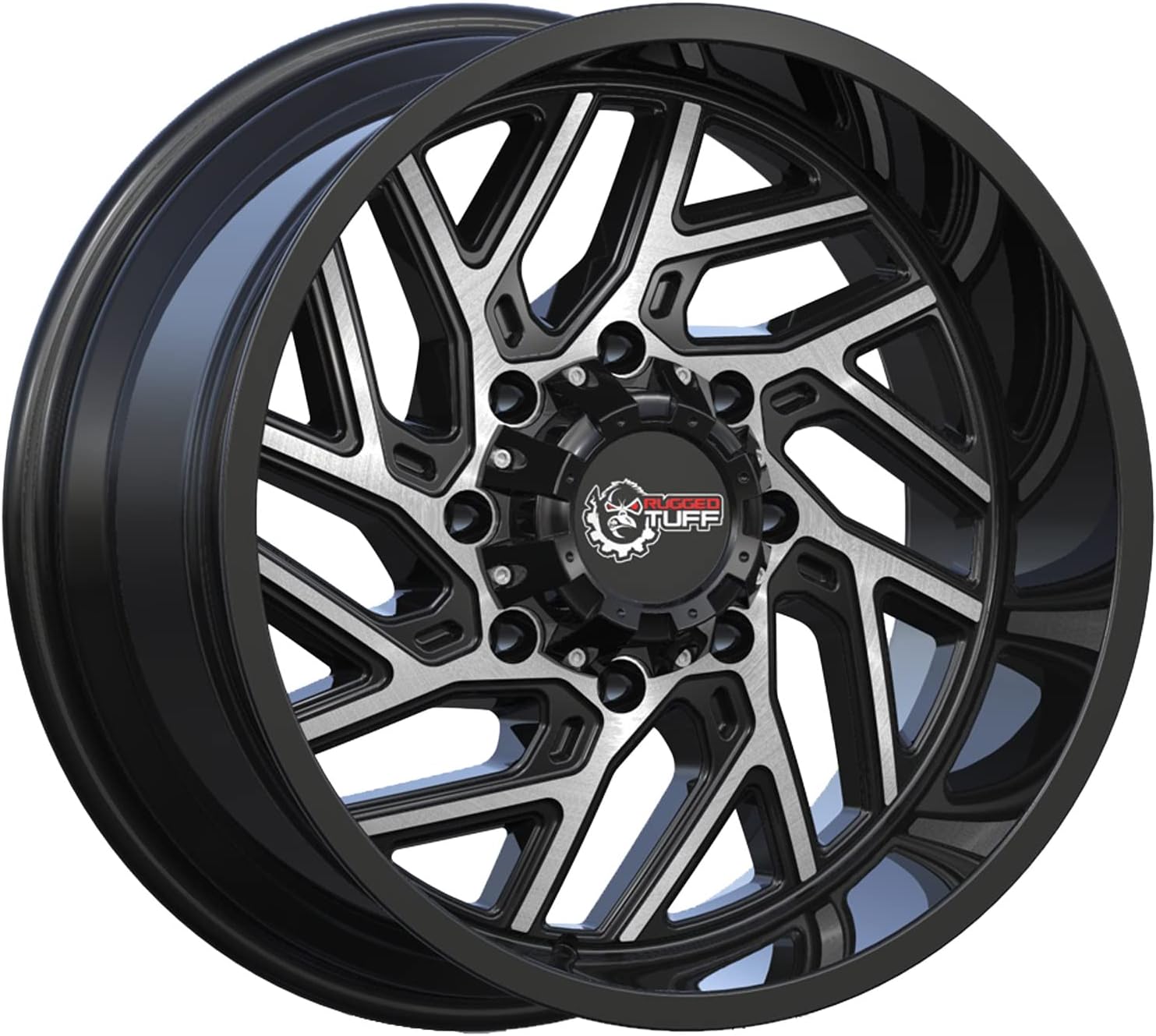 Amazon.com: Rugged TUFF RT828 Wheels Rims Gloss Black Machined Face ...