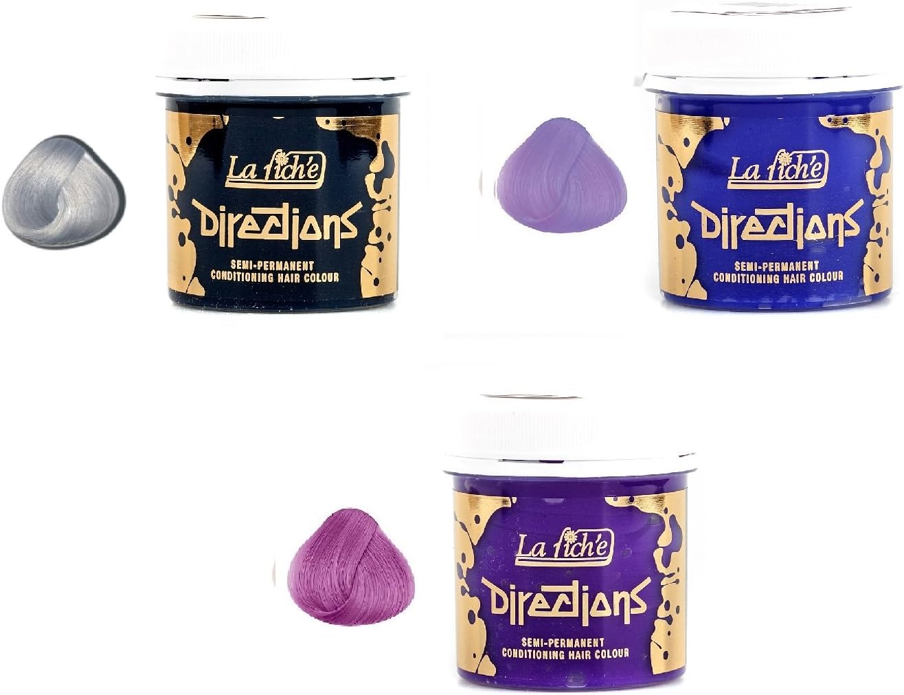 3 X La Riche Directions Semi-Permanent Hair Colour Silver, Lilac ...