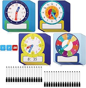 Amazon.com: Tatuo 32 Sets Teaching Clock with 3 Time Dice Large Telling ...