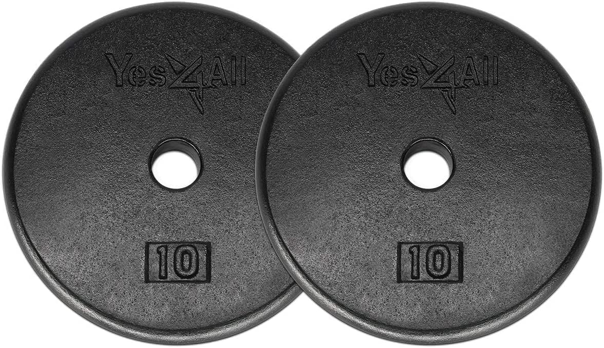 Yes4All 1-inch Cast Iron Weight Plates for Dumbbells – Standard Weight ...