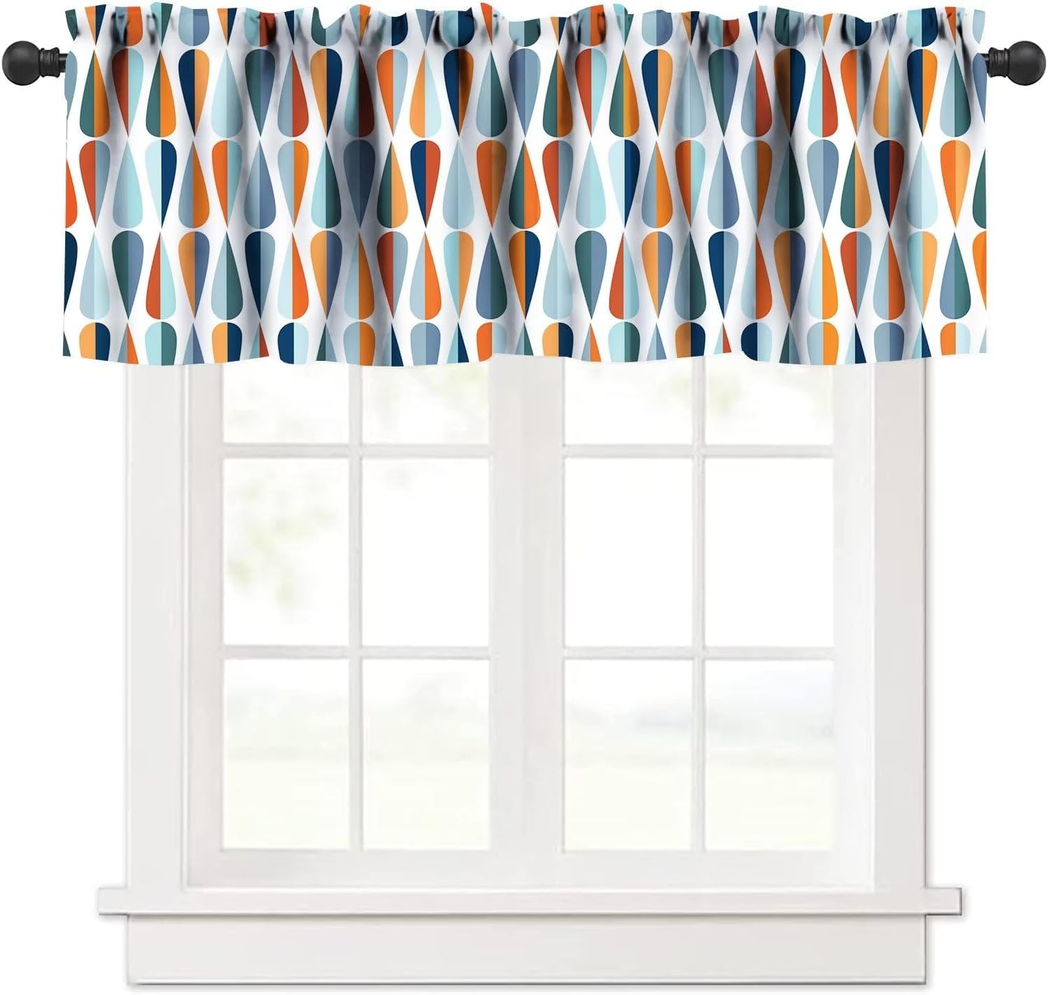Amazon.com: JESTRONRY Mid Century Window Valance,Drop Shapes Abstract ...