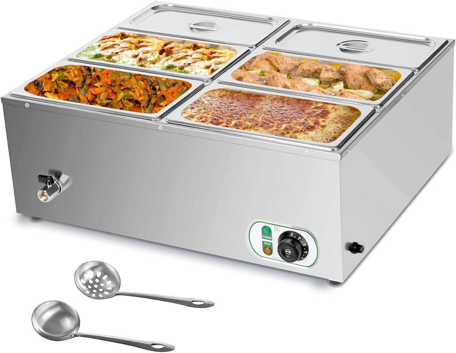 Amazon.com: Cavlhils Commercial Bain Marie Buffet Steam Table,6-Pan ...