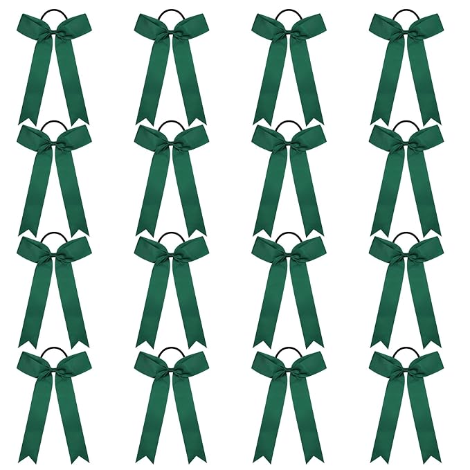 Amazon.com : DEEKA 16 PCS Forest Green Collegiate Style Cheer Bows ...