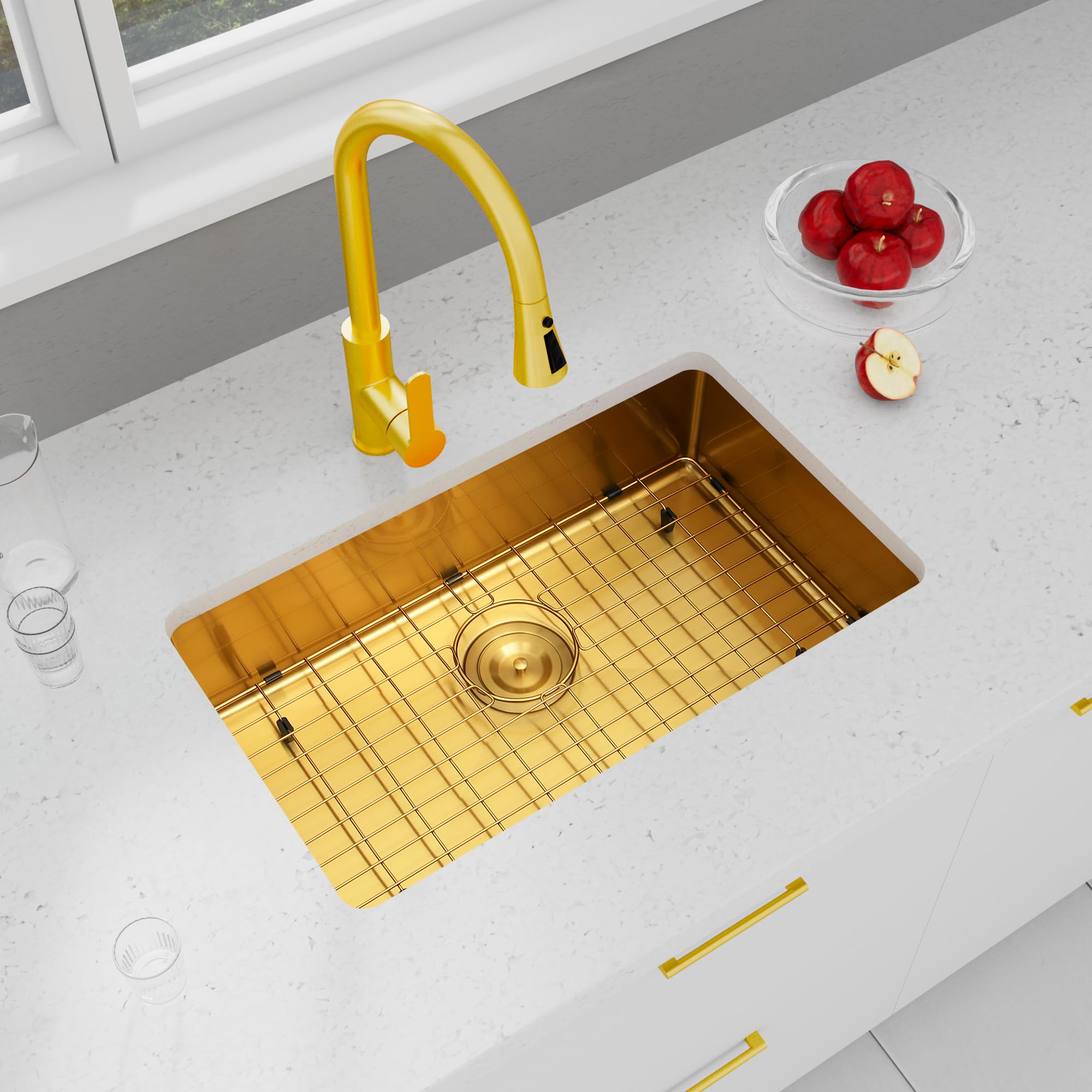 Zeesink Gold Undermount Kitchen Sink 27" X 16" X 7",RV Kitchen Sink ...
