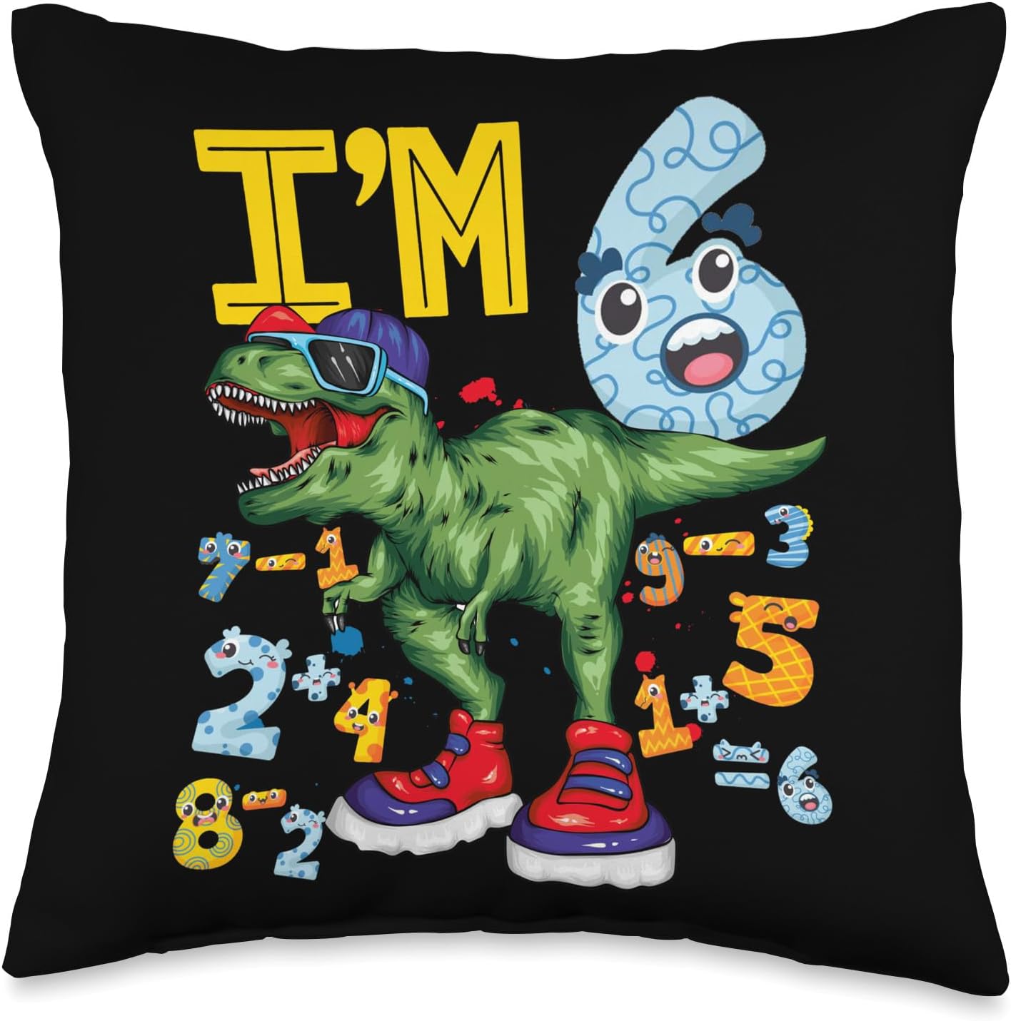 Amazon.com: Maths 6th Birthday Dinosaur Idea Kids & 6 Year Old Numbers ...