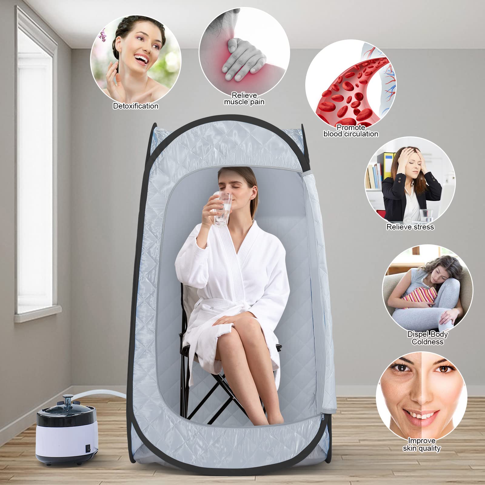 Snapklik.com : ZONEMEL Portable Steam Sauna Hor Home, Personal Full ...