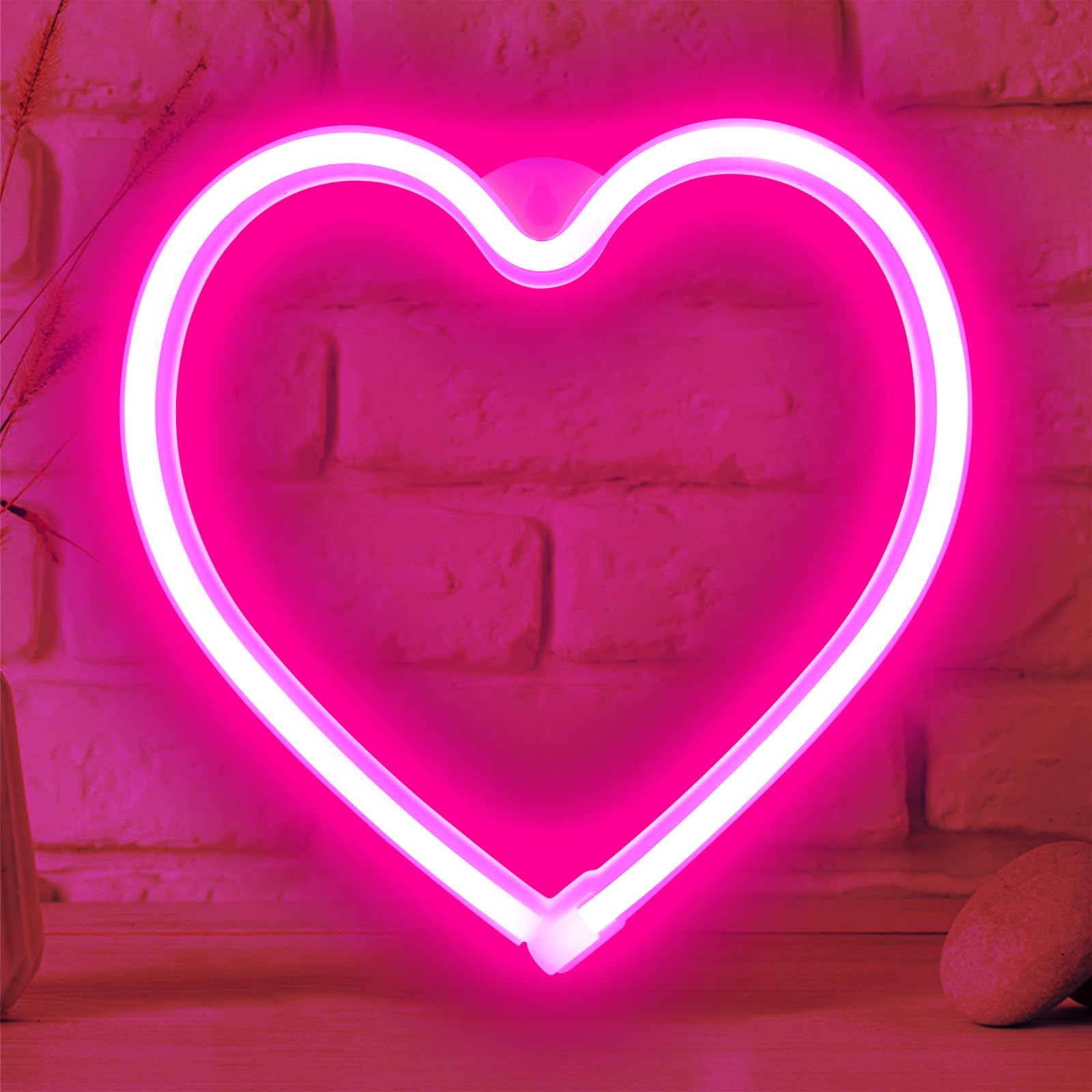 Heart Neon Light Heart Bow Neon Sign – Cute LED Light, Valentine Wall ...