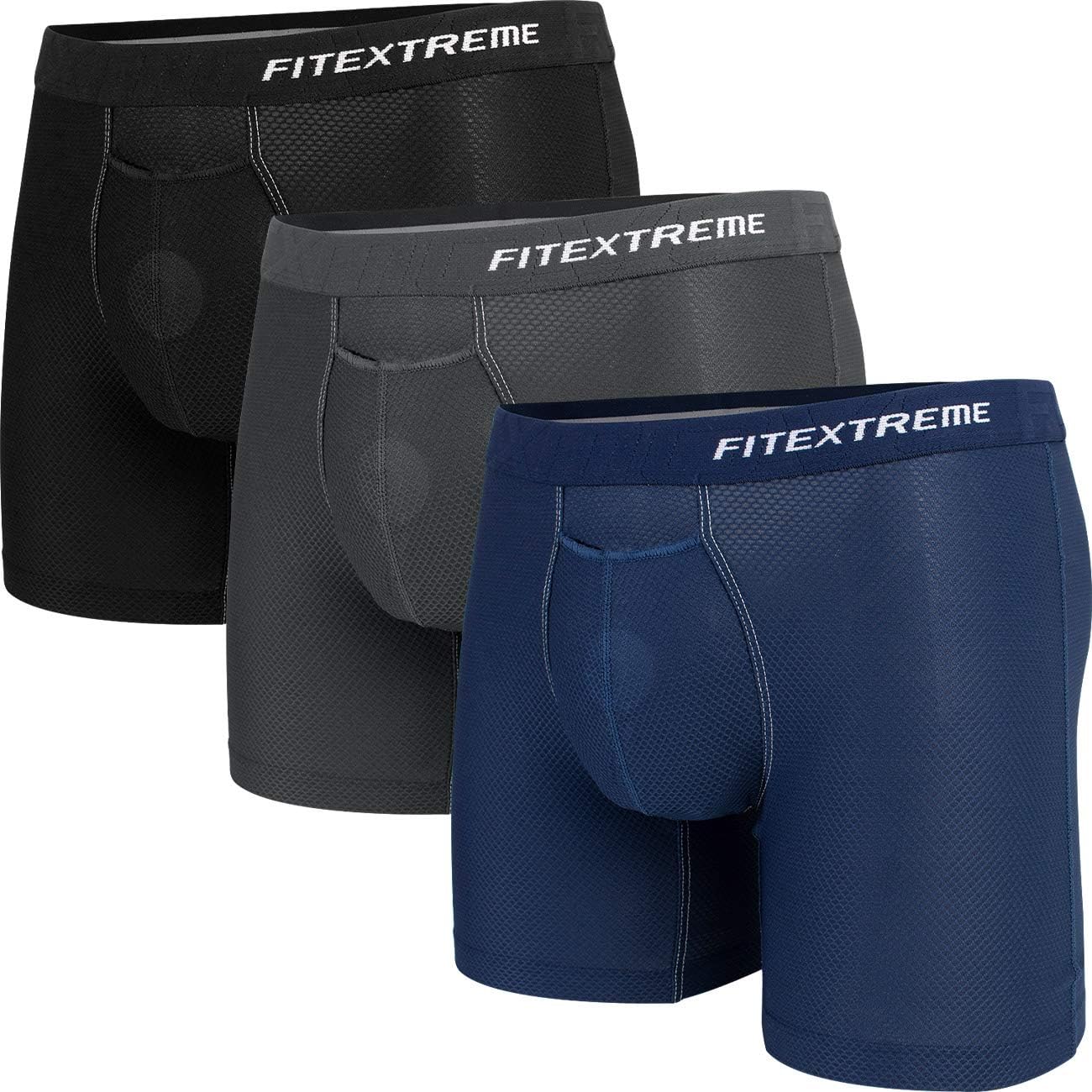 FITEXTREME Mens Breathable Waffle Mesh, Separate Pouch, Open Fly Boxer ...