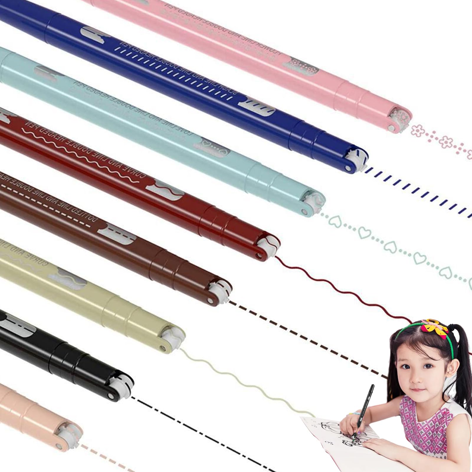 KkvoGmle Curve Highlighter Pen Set, 7 Different Curve Shapes and 8 ...