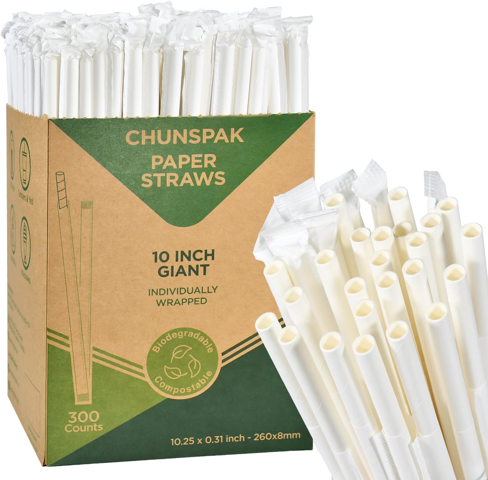 Amazon.com: Naturalik 1000-Pack White Biodegradable Paper Straws Extra ...