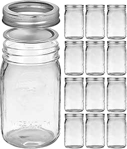 Amazon.com: 12 Pack Wide Mouth Mason Jars 32 oz, Quart Mason Jars with Airtight Lids, Clear ...