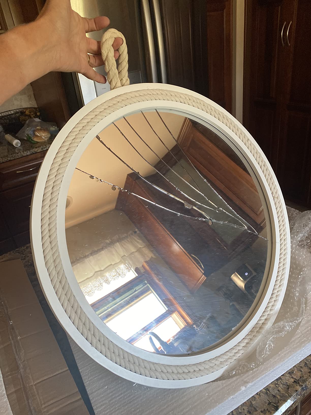 Amazon.com: WRTRENDS Nautical Round Wall Mirror with Rope 20'' White ...