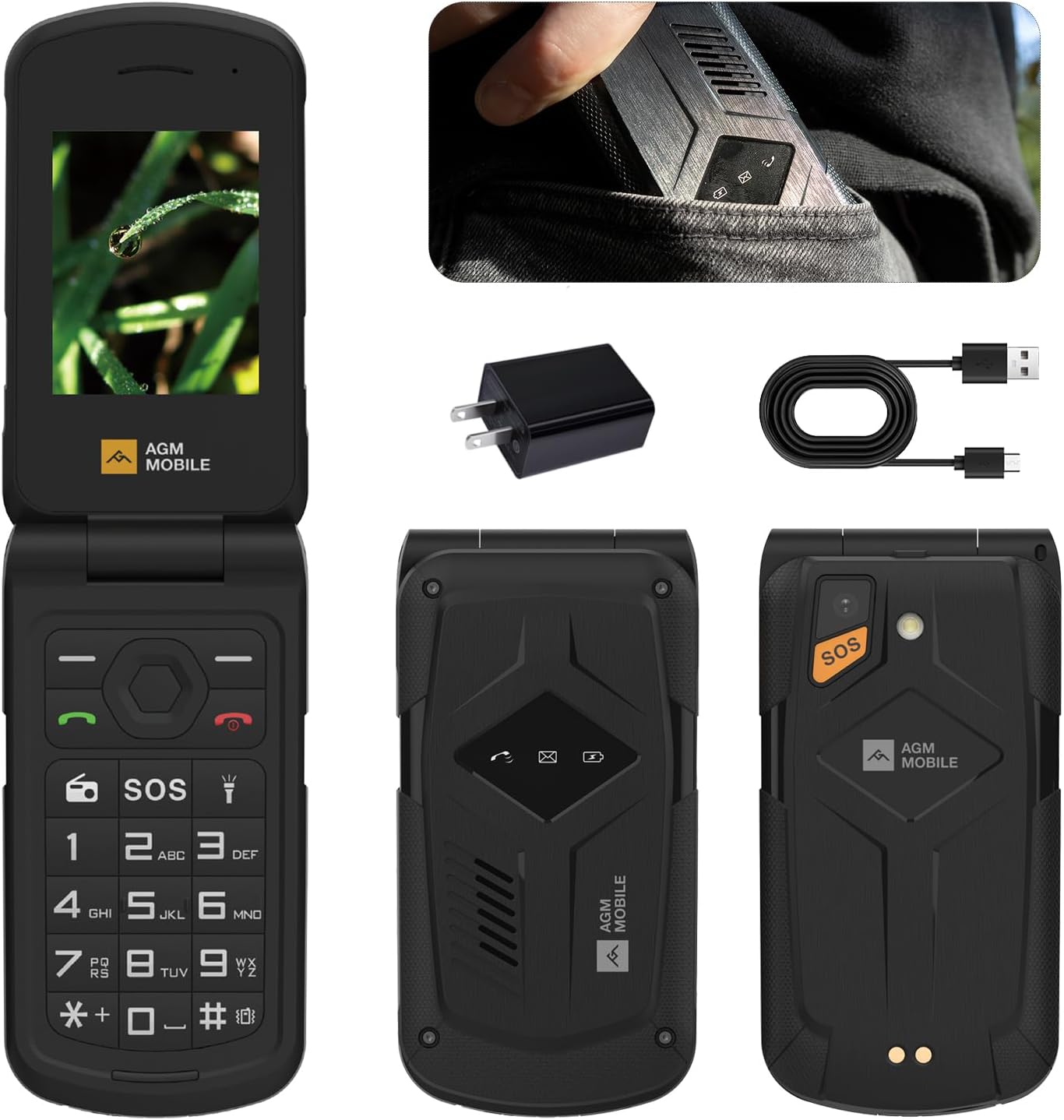 Amazon.com: AGM M10 Flip Phone, 4G LTE Unlocked - T-Mobile Compatible ...
