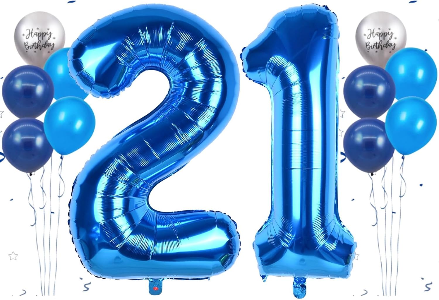 Amazon.com: 40 Inch Blue Number 21 Balloon, 21st Birthday Balloons ...