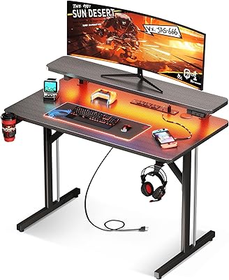 Amazon.com: AOR ESPORTS Z Shaped Gaming Desk 47 Inch, PC Office PC ...