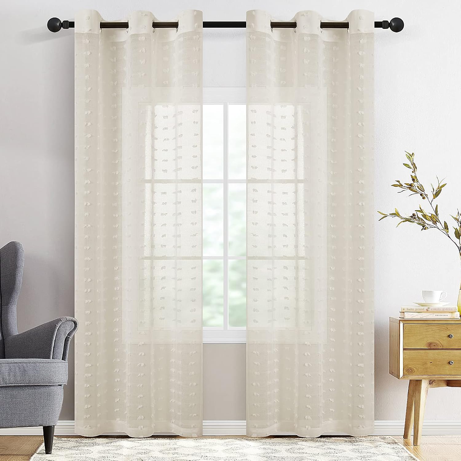 Amazon.com: Nature Farmhouse Boho Sheer Curtains 90 Inches Long Top ...