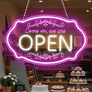 Amazon.com: LED Neon Open Sign for Business, 16.5x10'' Come in We’re ...