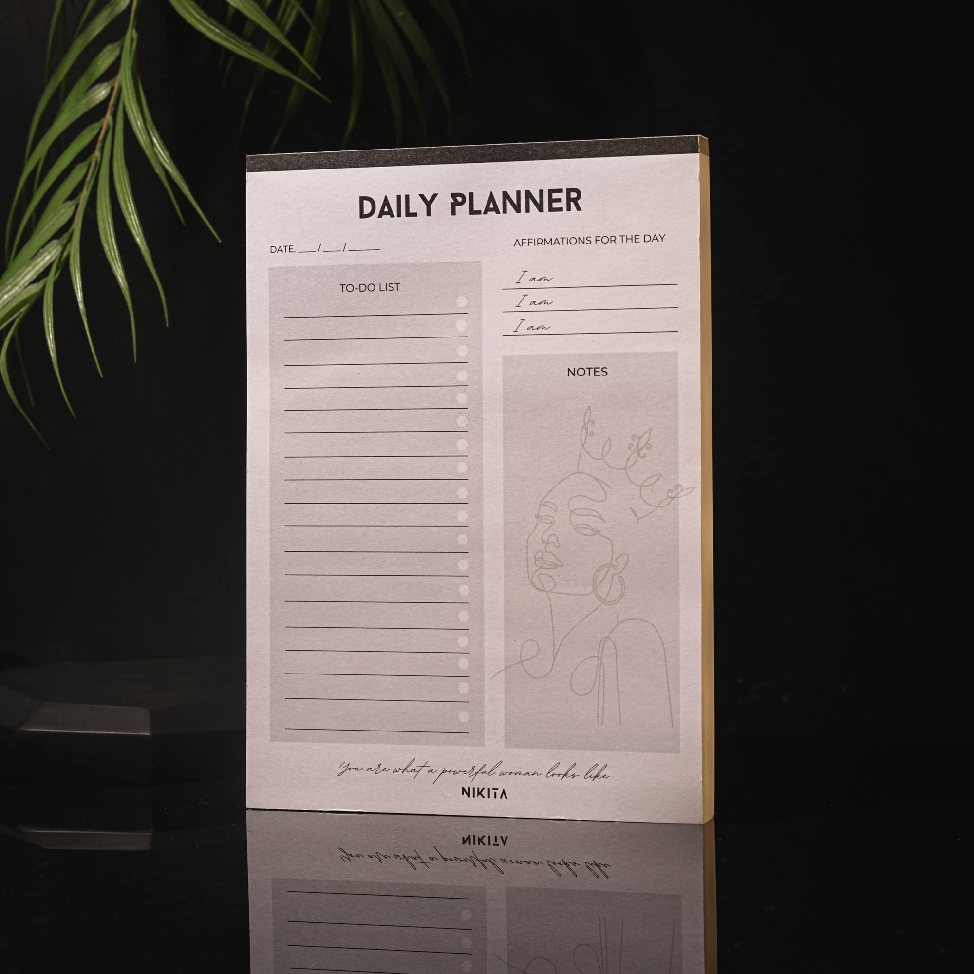 NIKITA Daily Planner Pad – A5 Undated To Do List Notebook – Black and ...