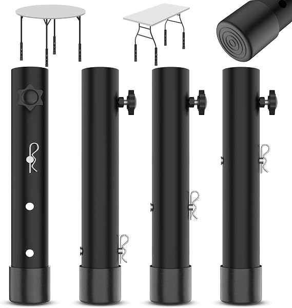 Amazon.com: 3-LEVEL Adjustable Table Leg Risers, Highly Durable Steel ...