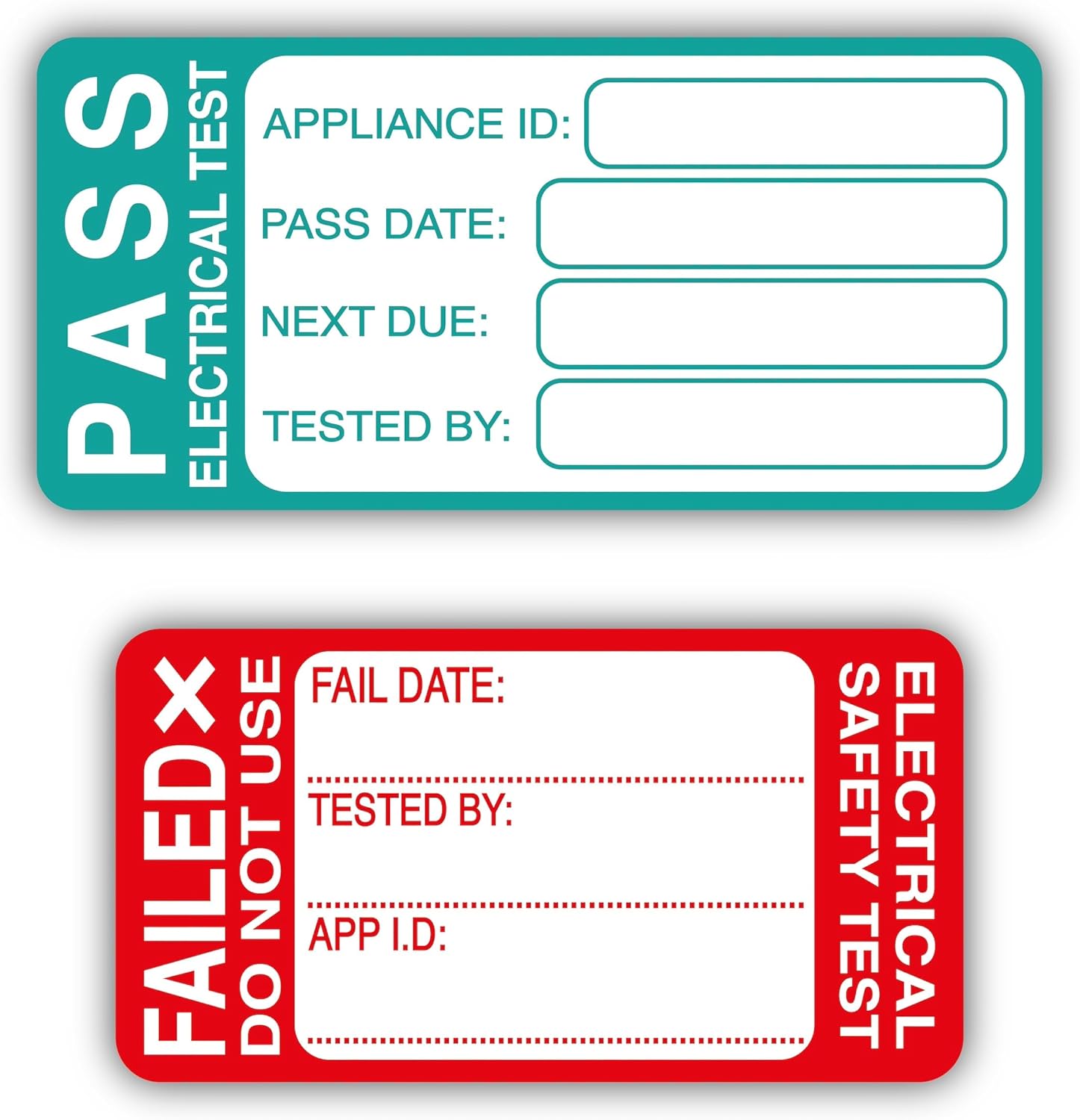 PAT Testing Stickers – 500 Pass & 50 Fail Labels – Green & Red Safety ...