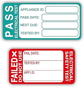 KACHANNIE 500 Pass & 50 Fail PAT Test Stickers 25x50mm - Electrical ...