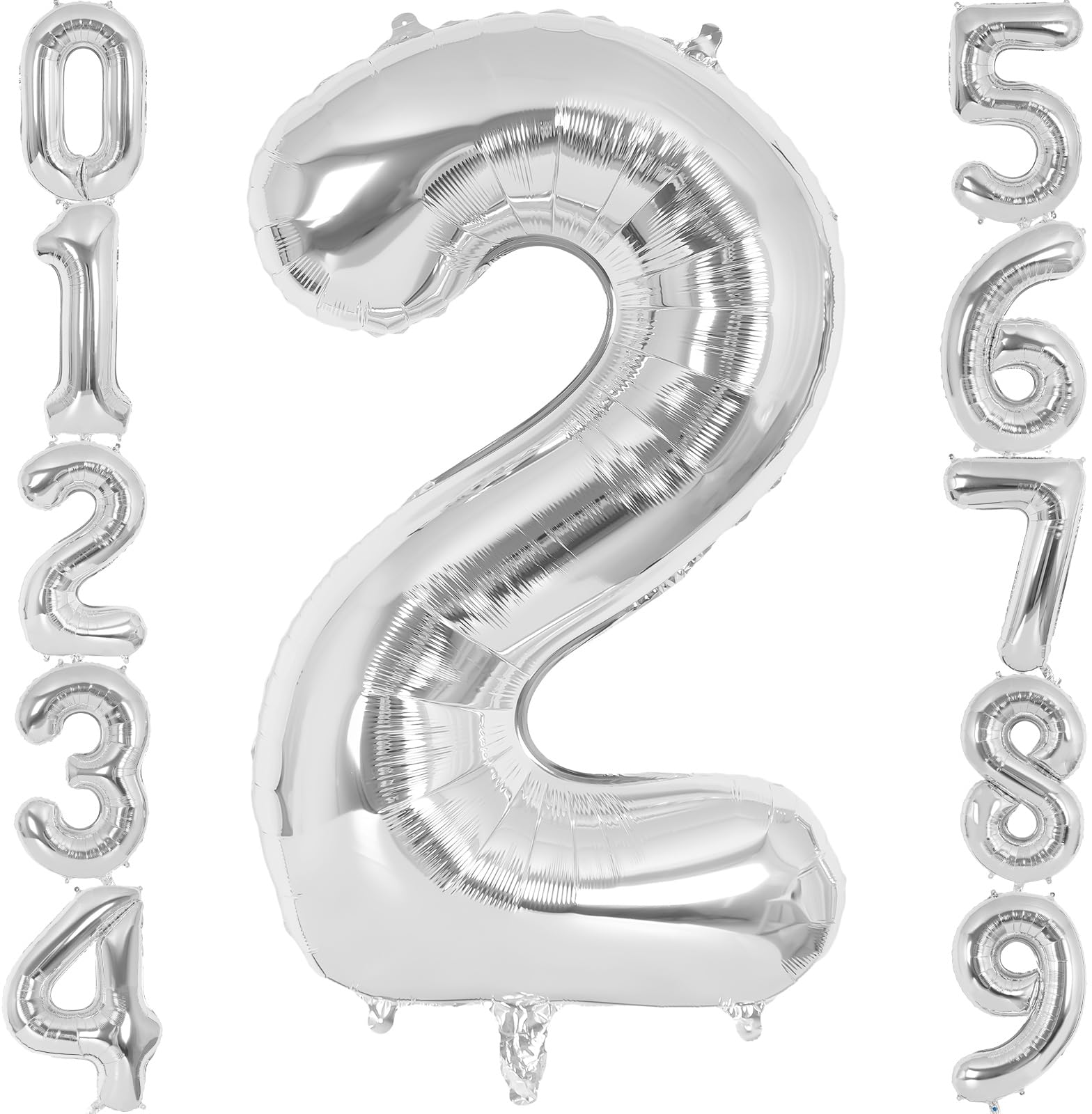 Amazon.com: Silver Number 2 Balloon 40 Inch, Big Large Foil Helium ...