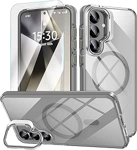 Amazon.com: MATEPROX Compatible with Samsung Galaxy S25 Plus Case with Stand, Magnetic Clear ...