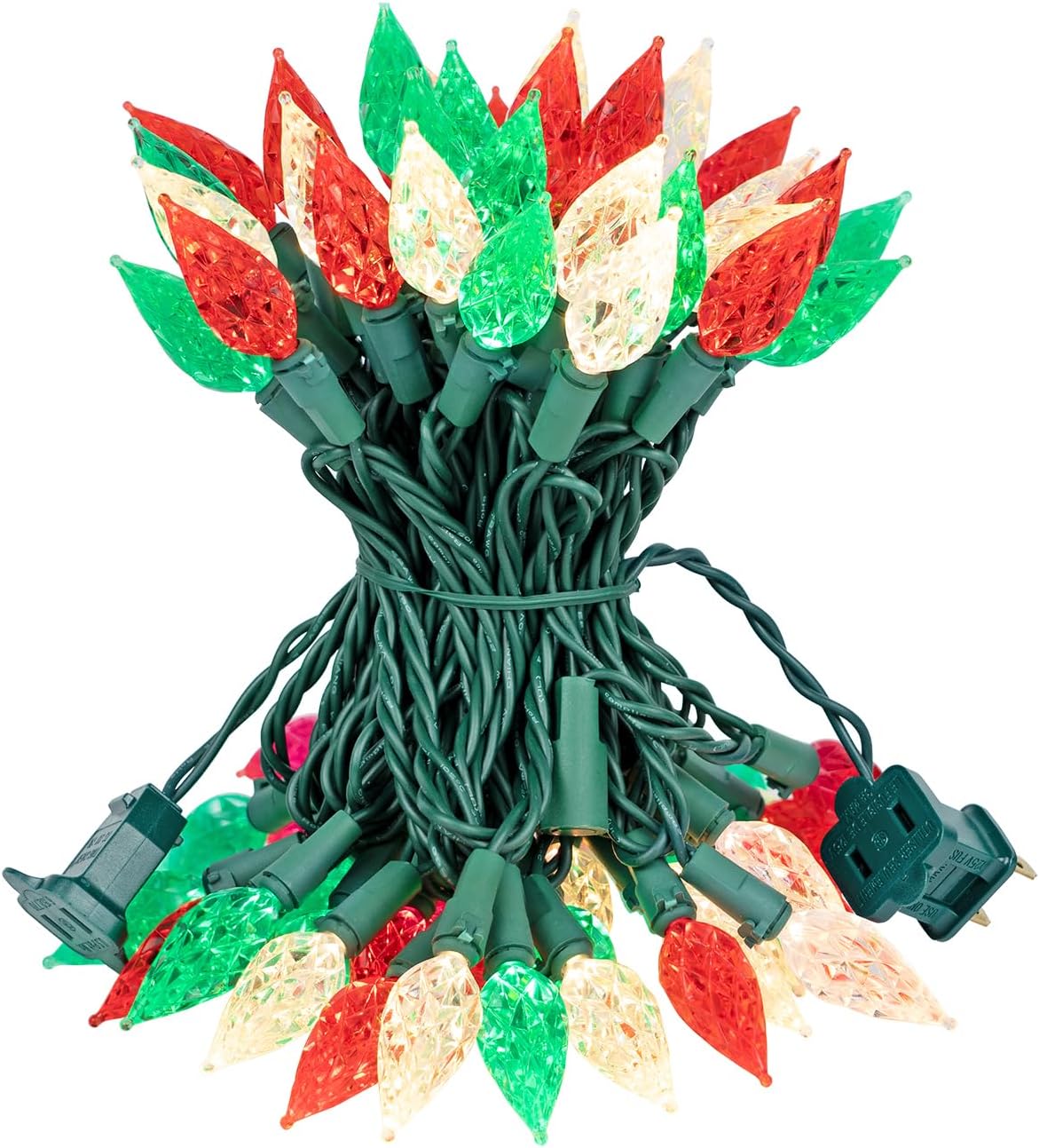 Amazon.com: BOHON Red White and Green Christmas Lights Outdoor Faceted ...