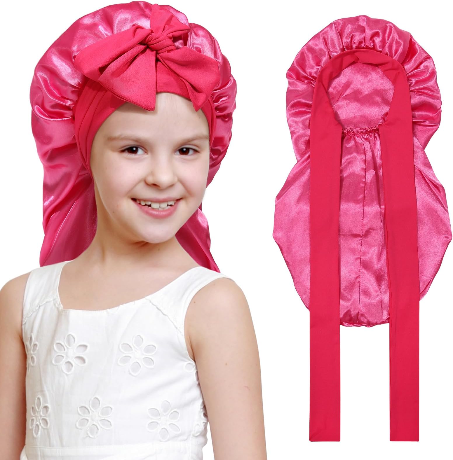 Amazon.com : Kids Long Hair Bonnet for Sleeping - Double Layer Girls ...